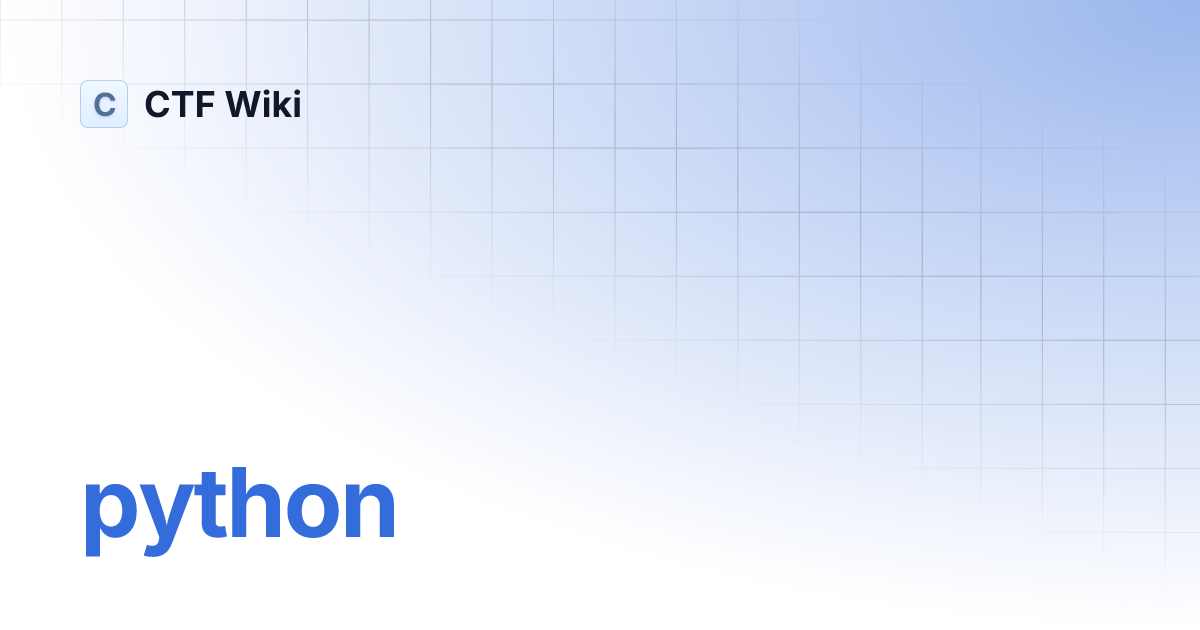 Python Ctf Wiki